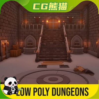 UE4虚幻5 Low Poly Dungeons 低多边形卡通地牢场景模型乐器