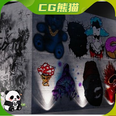 UE4虚幻5 Graffiti Wall Art 涂鸦墙艺术材质贴图  乐器咨询