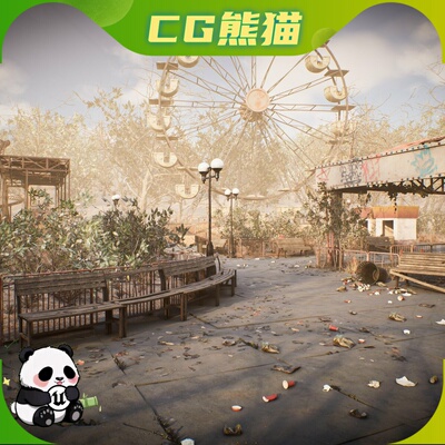 UE5.7-5.8 Post-Apocalyptic Theme Park Environment Modular