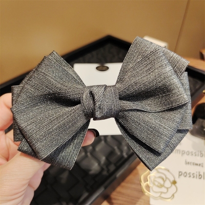 多层缎带蝴蝶结发夹简约横夹