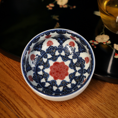 水悟空间山坊青花釉里红星空宝相纹普洱杯纯手工陶瓷主人杯