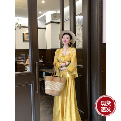 雅乔【福蝶金瑞】双版本薄款新中式桑蚕丝外套欧根纱九分袖外衫女