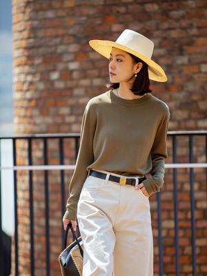 caicaicai针织长袖圆领