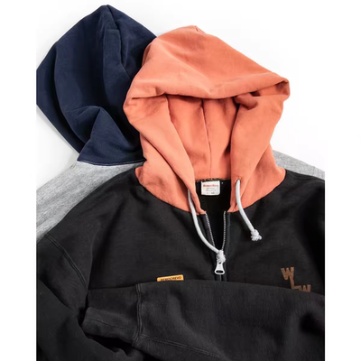 REMOCREVO Zip Sweater Hoodie 拉链拼色带帽卫衣
