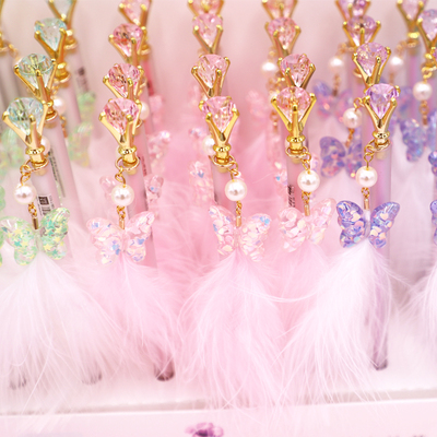 卓比森新款蝴蝶羽毛珍珠自动铅笔