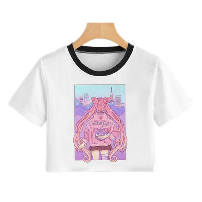 Sailor Moon 美少女战士冷冰月T恤2020新品短款T恤女性感露脐衫