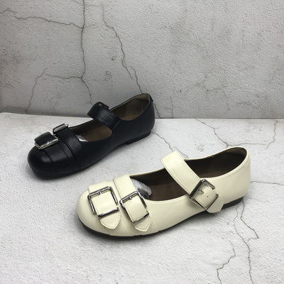 品牌撤柜2025冬季新款断码处理真皮女鞋时尚圆头搭扣平底玛丽珍鞋