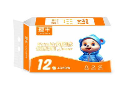 理丰12包4320张倍韧亲肤厚实可湿水原生木桨抽纸餐巾面巾纸包邮