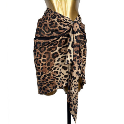 豹纹网纱臀巾女成人系带半身舞裙