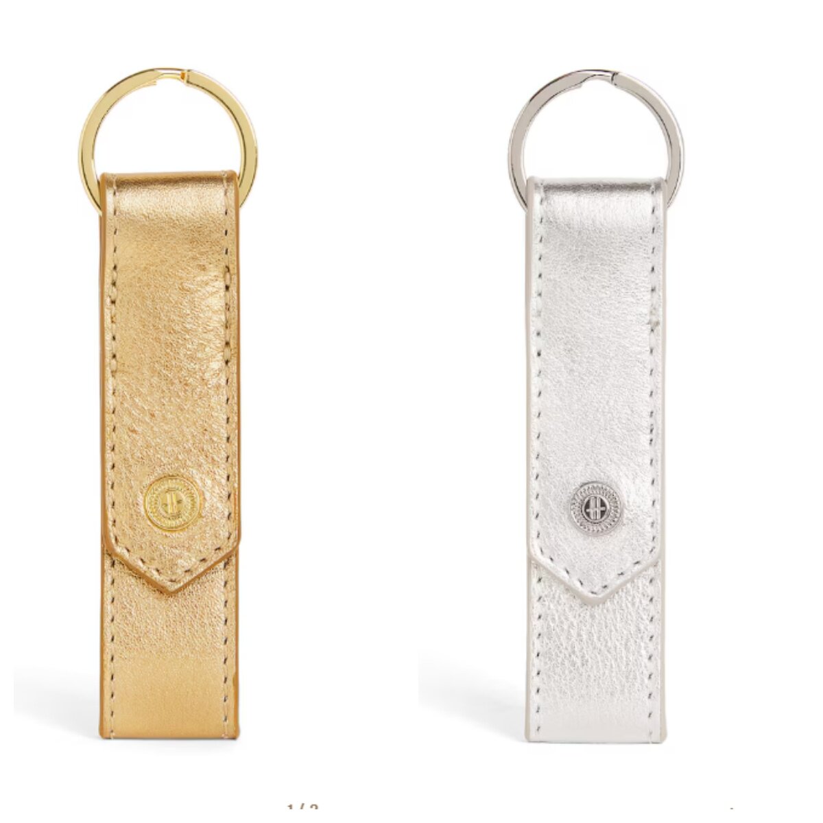 英国代购正品10.12 Harrods Silver Leather 金属质感扁平钥匙扣