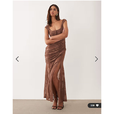 女装新款设计长款提花连衣长裙