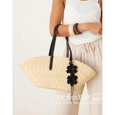 英国代购正品07.04 2025潮流导向 女包新款 设计编织沙滩风手提袋