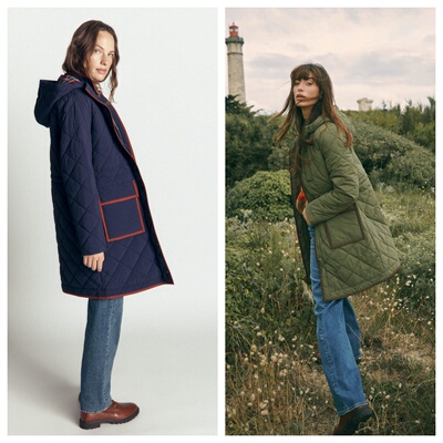 英国代购正品 10.15 名品boden 女装新款 连帽保暖中长外套2色