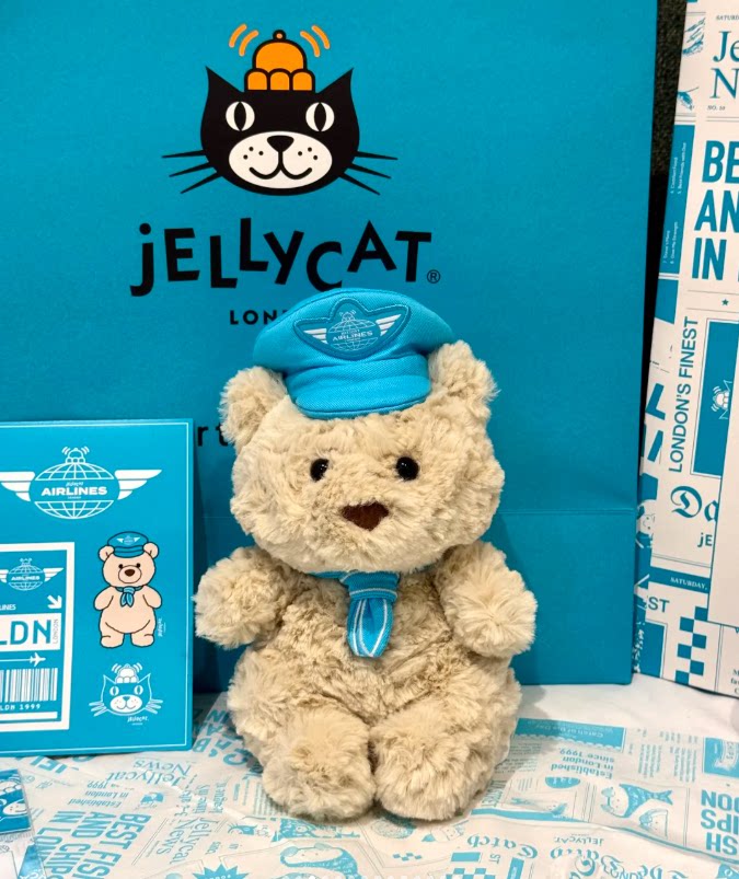英国现货直邮!08.09 Jellycat x Harrods联名限定机长巴塞罗那熊