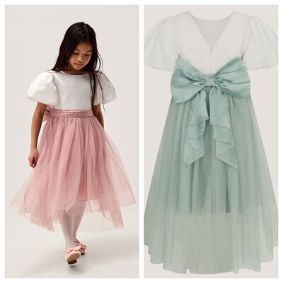 英国代购正品05.11 名品Monsoon 女童新 蝴蝶结薄纱蓬蓬裙连衣裙
