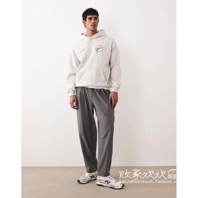 英国代购正品12.01 2025潮流导向 男装新款 休闲连帽图案浅色卫衣