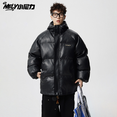 小尼力鳄鱼皮pu棉衣外套