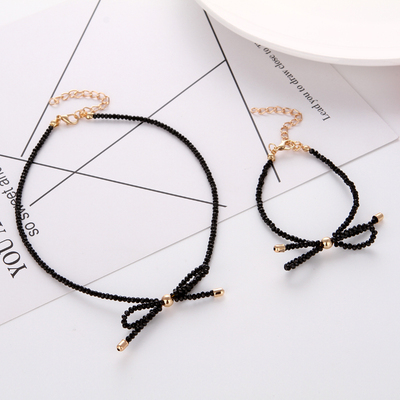choker项圈手环黑色水晶锁骨链