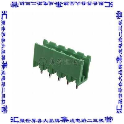 EBPA-05-D 端子块连接器5POS接头公引脚带罩5.08mm绿色垂直通孔
