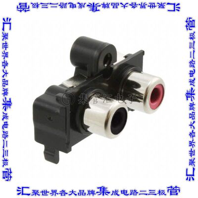 RCJ-2112 接插件连接器RCA JACK 2P 1 X 2 HORIZ TH RD/BK