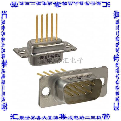 DEP09P465TXLF 连接器9POS插头公引脚2排D-Sub面板安装通孔