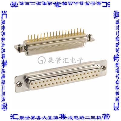 172-E37-213R011 连接器37POS插座母插口2排D-Sub面板安装通孔