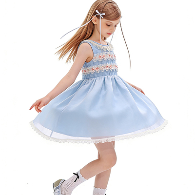 新款洋气女童艾莎蕾丝花边连衣裙