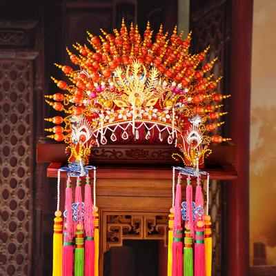 娘娘凤冠帽头饰金色凤凰神像凤冠五凤冠观音菩萨头冠泰山奶奶帽子