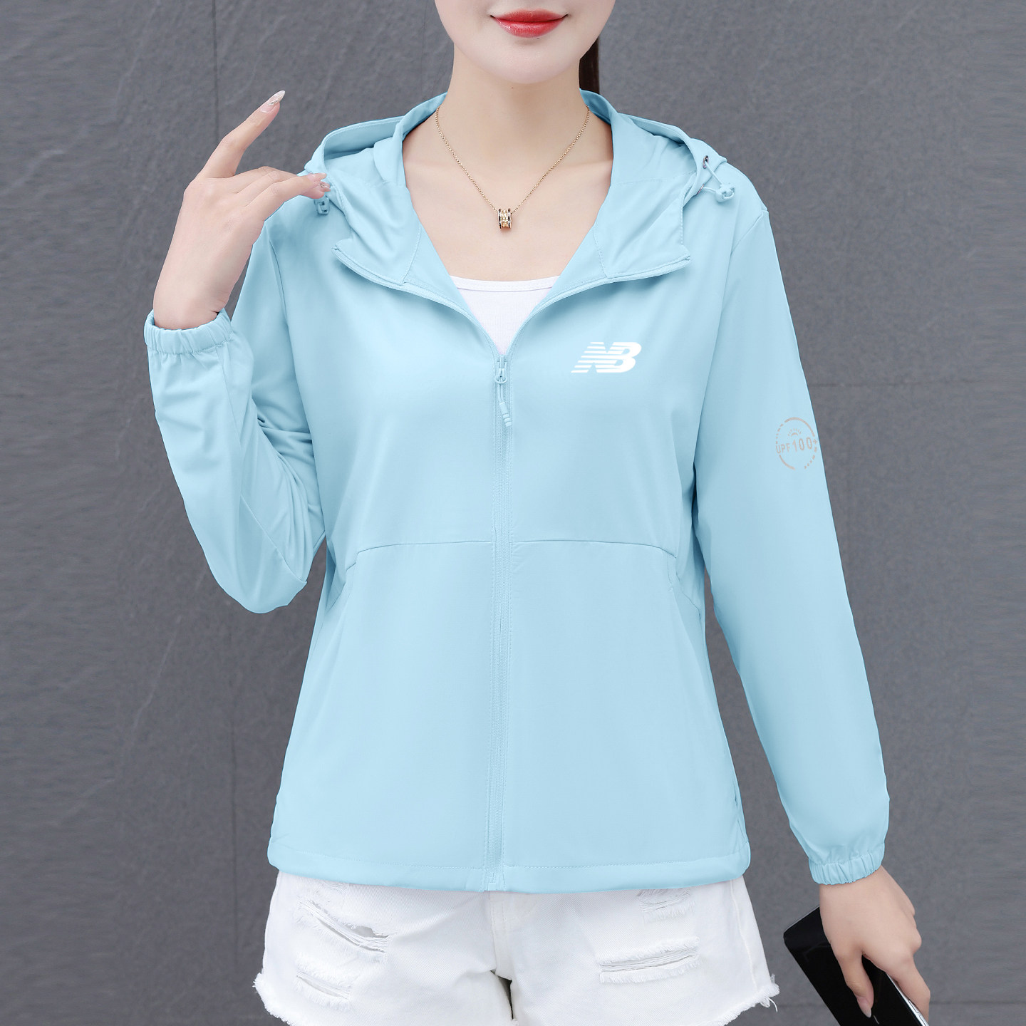 奥莱专柜时尚速干冰丝防晒衣女UPF100+吸湿透气显瘦冲锋衣防晒服