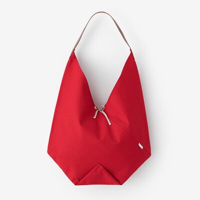 SOUSOU布袋日本代购京都制造设计师全棉皮肩带肩包背包纯色深緋