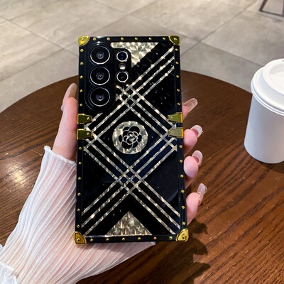 搭配samsun方形galaxy+s25ultra适用三星s24plus手机壳电话s23烫金指环s22全包保护套52新款a54a53支架note20