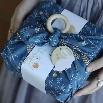 中秋月饼包布印花小花花印花风吕敷包装布礼盒甜品包袱巾