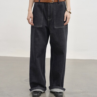 WITHSUUGAR全棉柔软直筒牛仔裤