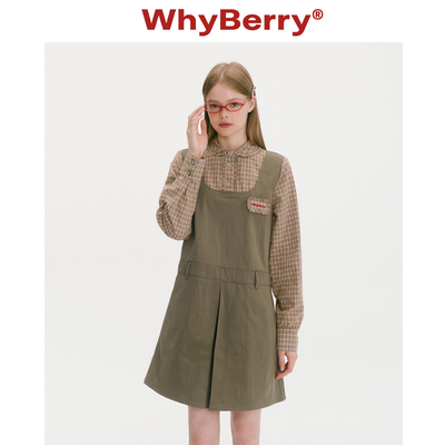 WhyBerry 25AW“草莓花匠”学院风假两件连衣裙拼接高级韩系裙子