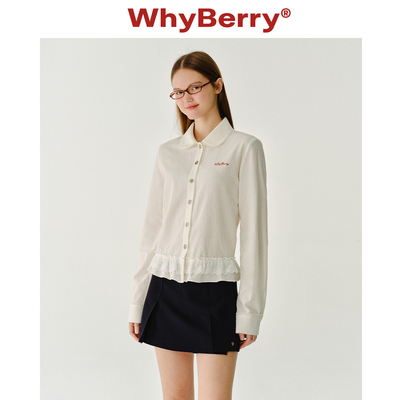 WhyBerry 25SS“春樱甜甜圈”娃娃领纯色蝴蝶结飘带衬衫甜美风