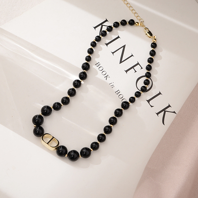 女黑玛瑙项链颈链高级百搭