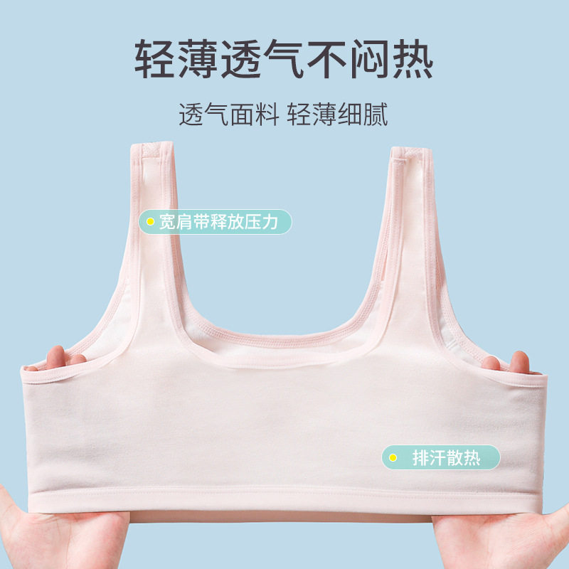 安菲雅网纱宽肩带夹棉款无钢圈发育期初中小学生文胸内衣