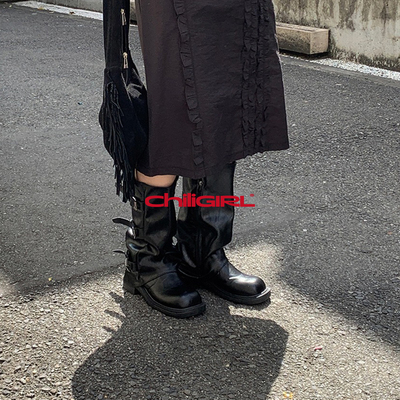 CHILIGIRL皮带扣女靴裤管靴