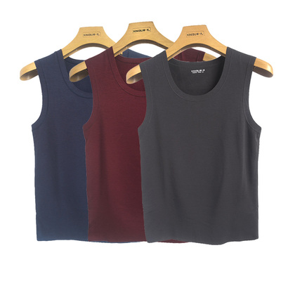 新一步无痕保暖背心男极地大鹅桑蚕丝德绒发热秋冬内搭打底52201