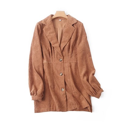 爱丽爱熙中长款灯芯绒外套