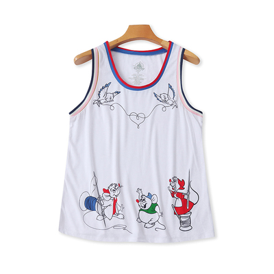 外贸圆领拼色卡通背心时尚T恤