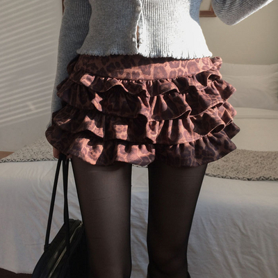 chic ▲韩国官网代购  甜美半身裙短裙豹纹