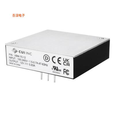 VBM-70-12 |原装全新AC-DC, 70 W, 12 VDC, SINGLE OUTP