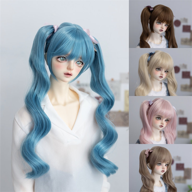【咔咔星球】bjd 假发女款3分4分高温丝虎口夹不可拆双马尾长卷发