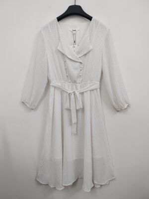 Puella普埃拉 小众设计法式V领波点女装雪纺长袖连衣裙 S码