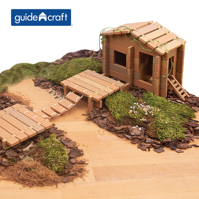 guidecraft桌面凹口积木东方87件套建筑房屋搭建桥梁榫卯拼插玩具