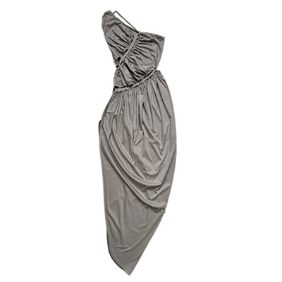 RUI built 单肩拼接抽褶连衣裙