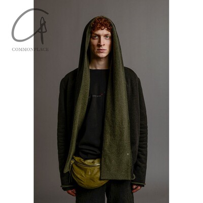 m.a+ Maurizio amadei 羊绒折叠口袋连帽宽松夹克