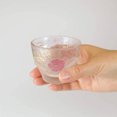 日本樱花啤酒杯ADERIA镶金玻璃杯