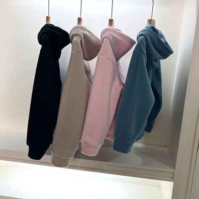 244男女童长袖卫衣秋冬加绒上衣帽衫休闲衫外套120-160cm